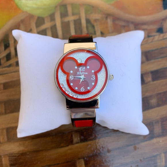 Accessories | Xinhua Red Mickey Mouse Floating Crystals Watch | Poshmark